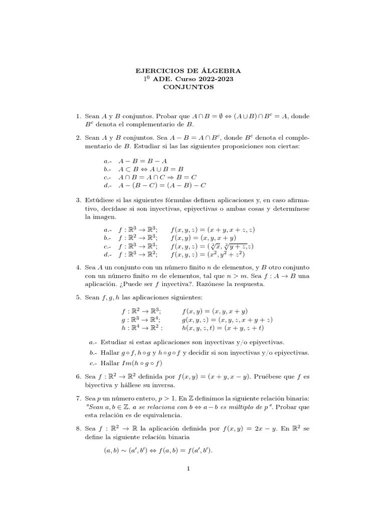 Ejercicios de Álgebra Avanzada | PDF | Conceptos matemáticos | Matemáticas
