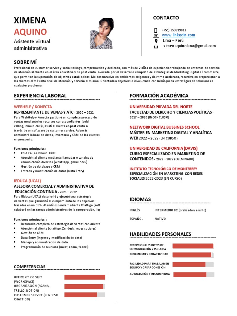 CV Ximena Aquino 2.1 Linkedin | PDF | Gestión de la relación con el cliente | Marketing