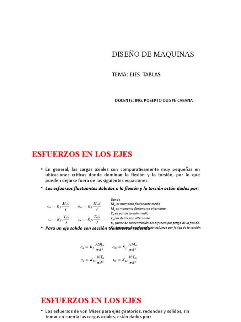 Tabla - Ejes | PDF | Fatiga (material) | Doblar