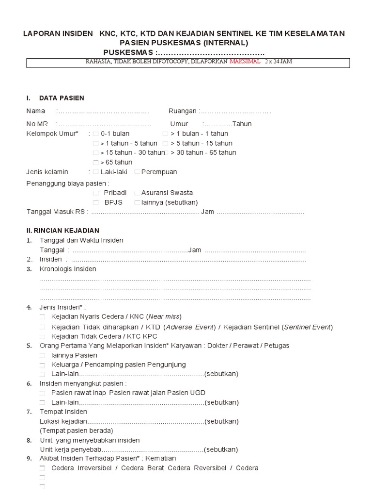 Format Laporan Insiden Ikp | PDF