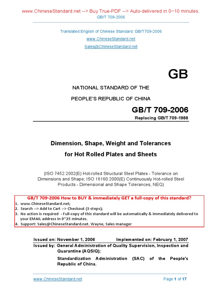 Dimension, Shape, Weight and Tolerances For Hot Rolled Plates and ...