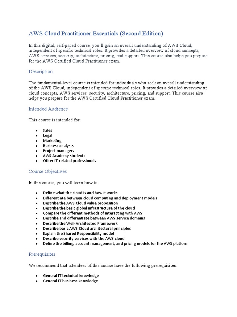 AWS Cloud Practitioner Essentials | PDF | Cloud Computing | Amazon Web ...