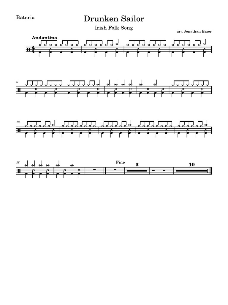 Drunken Sailor DRUMS | PDF