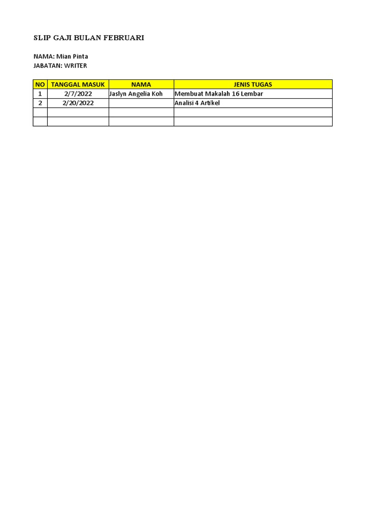 Format Slip Fee Terbaru Mian | PDF