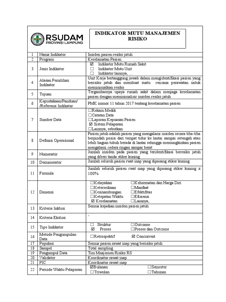Indikator Mutu Manajemen Risiko | PDF