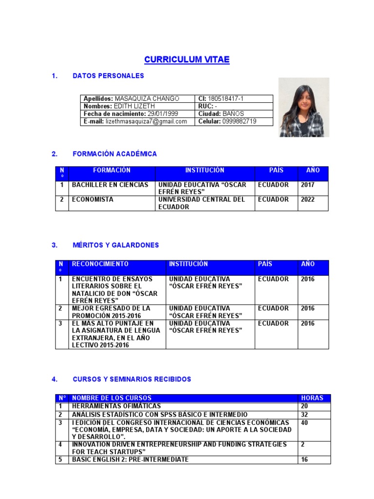 CV Liz Masaquiza | PDF