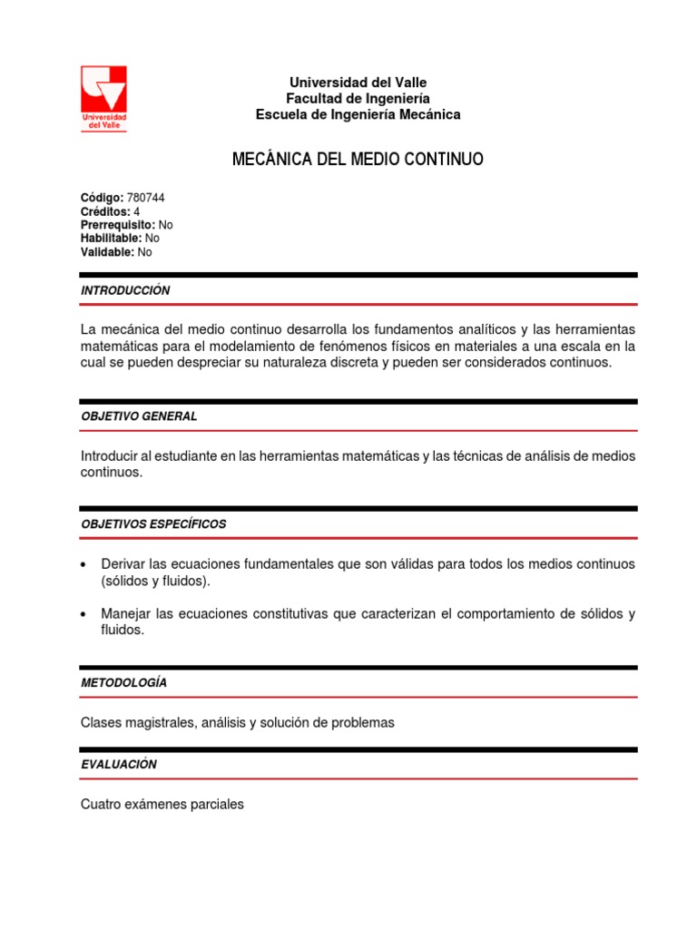 Mecanica Del Medio Continuo | PDF