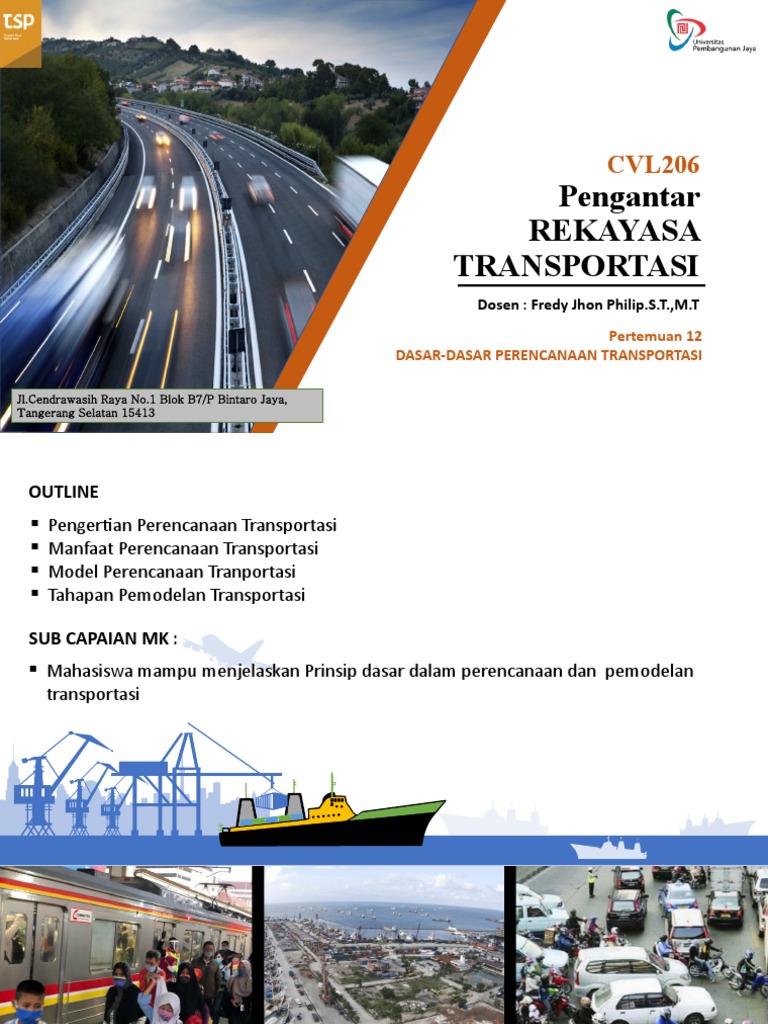 Pengantar Rekayasa Transportasi Week 12 Pdf