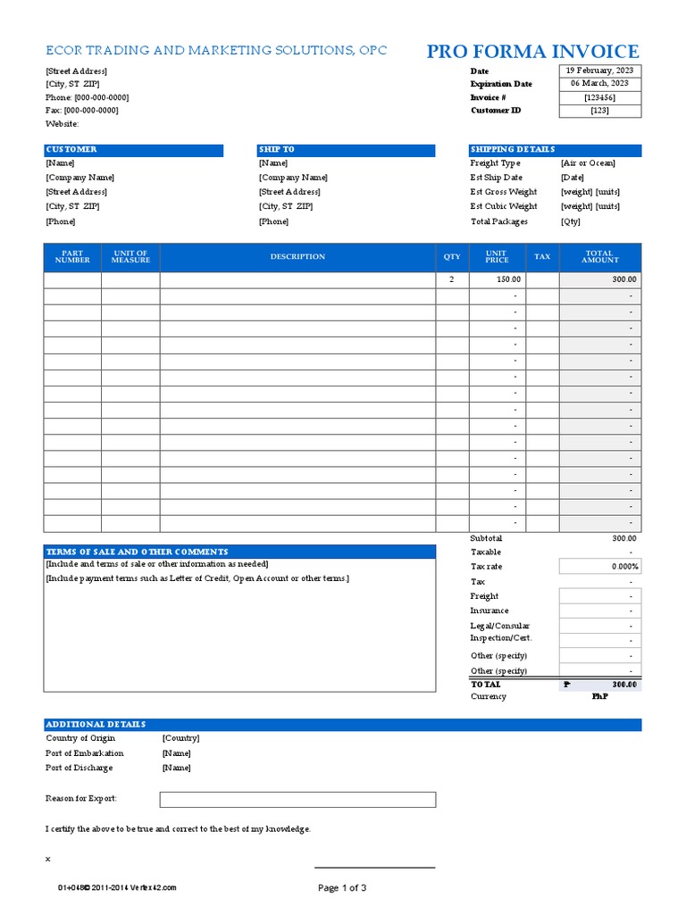 Proforma Invoice Template | PDF | Pro Forma | Taxes