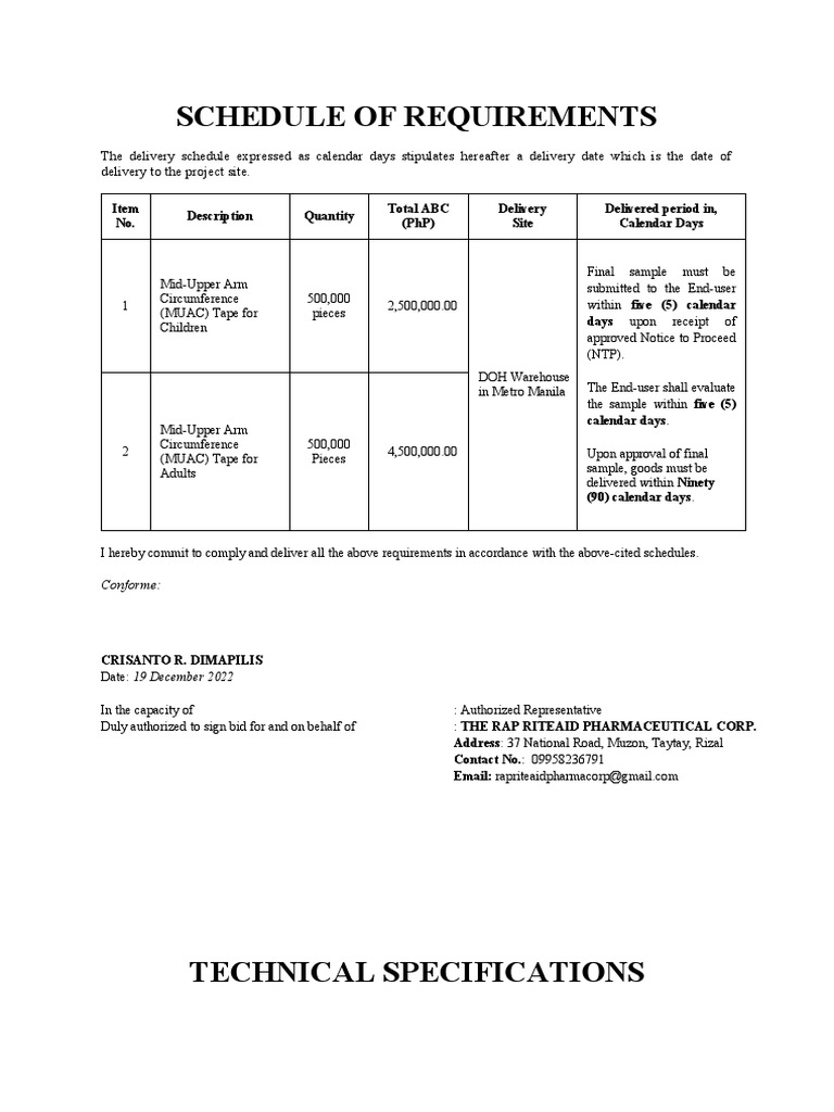 Technical Specification MUAC | PDF | Specification (Technical Standard)