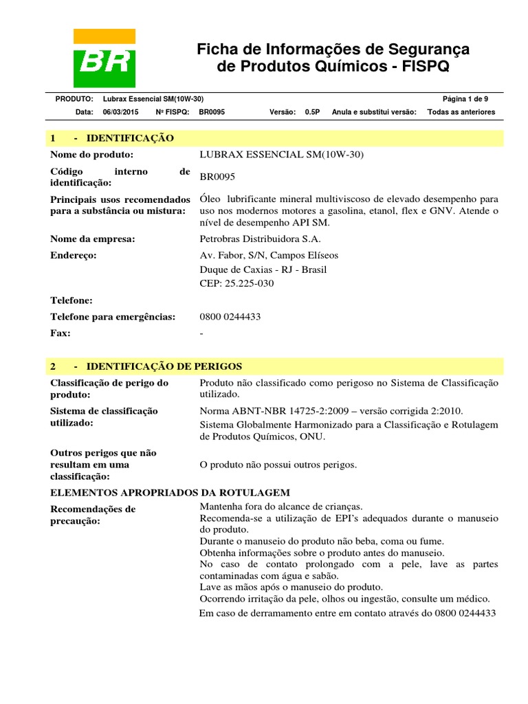 Fispq Óleo l10 x30 | PDF | Embalagem e rotulagem | Química