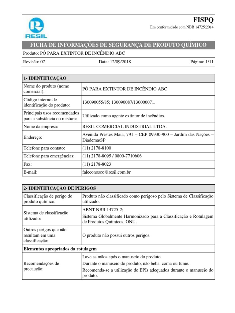 Fispq Extintor Pó Químico | PDF | Embalagem e rotulagem | Química