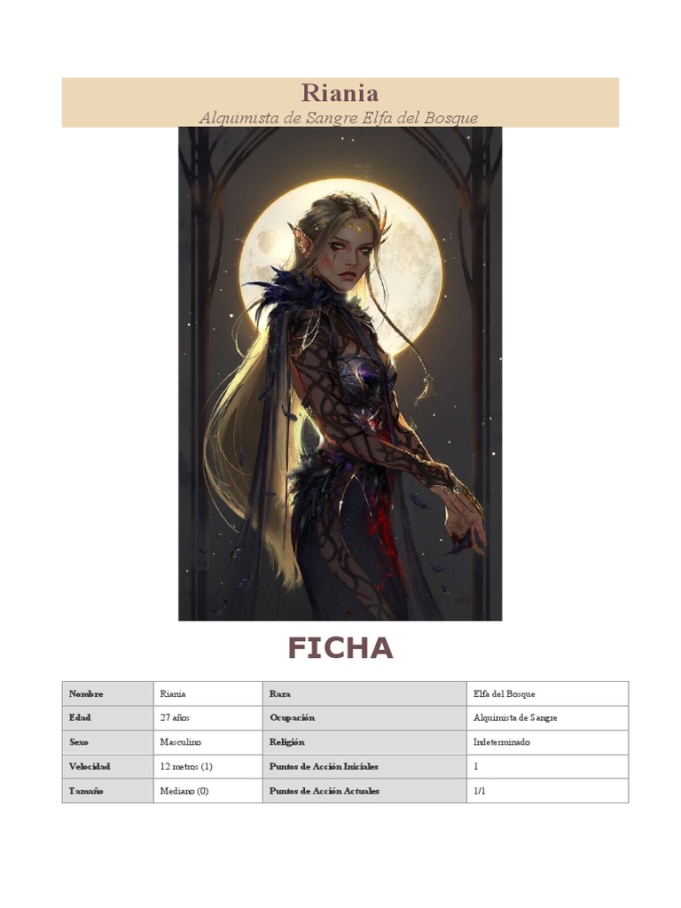Perfil de una alquimista elfa del bosque | PDF