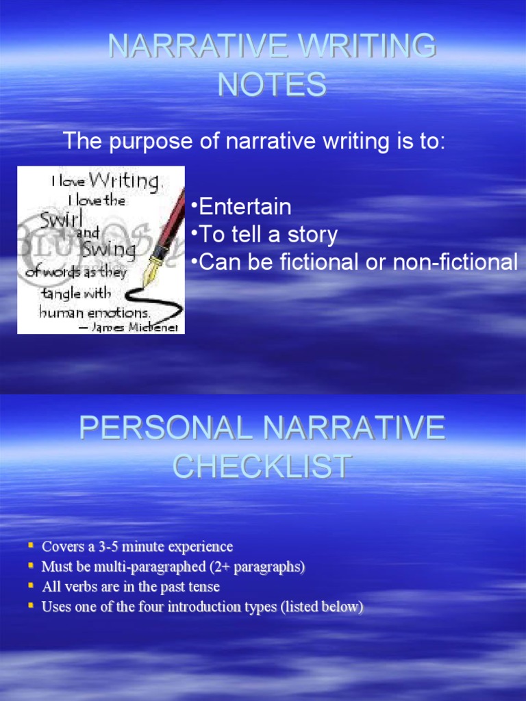 Narrative Writing Notes | PDF