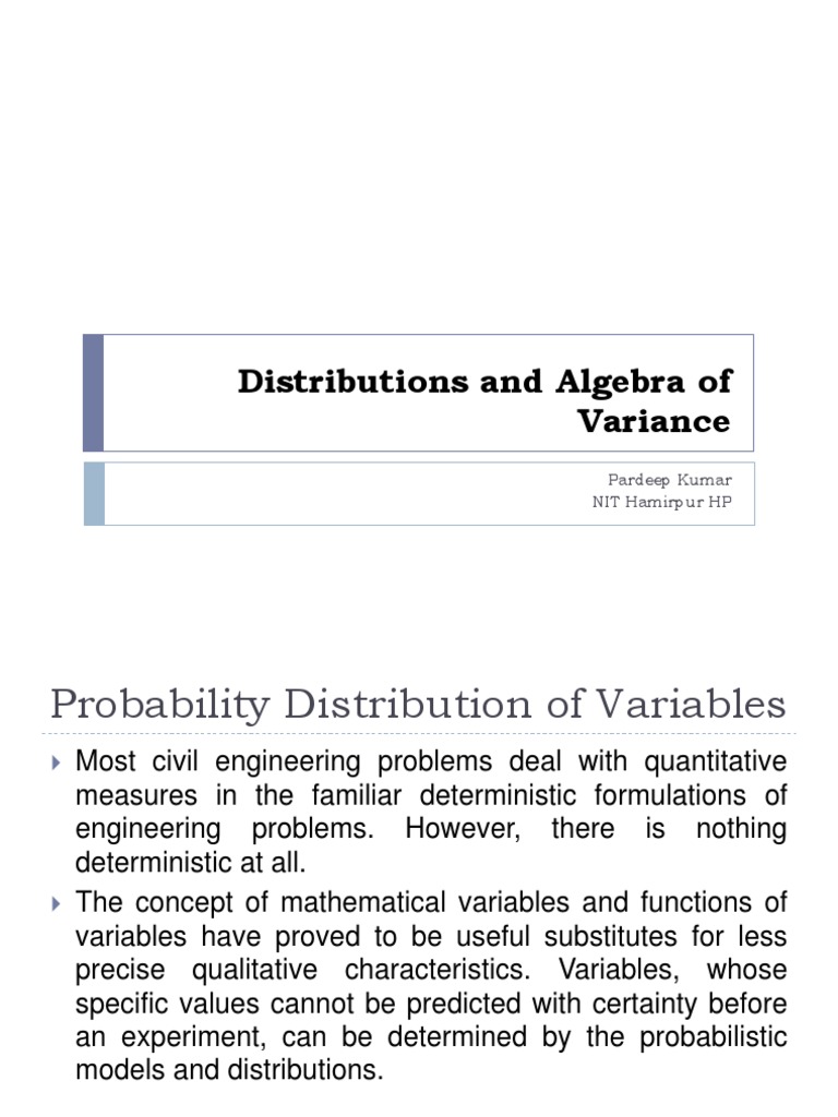 5 Distributions and Algebra of Variance | PDF | Normal Distribution | Probability Distribution
