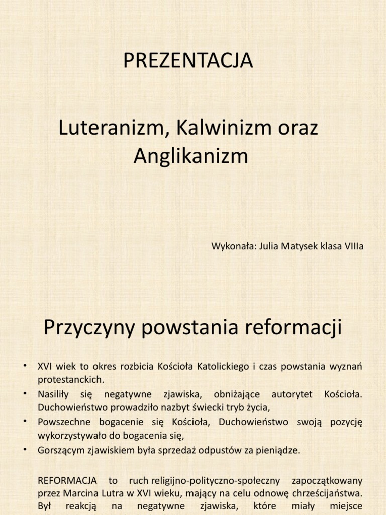 Prezentacja Reformacja | PDF