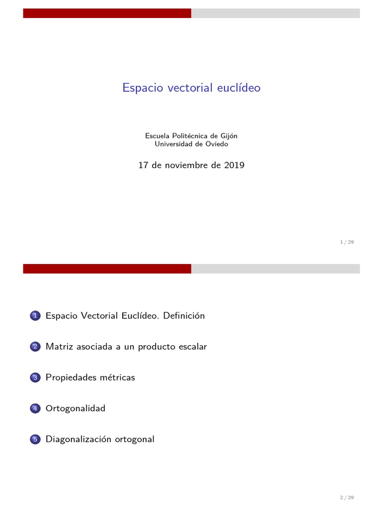 Tema 6 Espacio Euclideo Pdf Ortogonalidad Espacio Vectorial