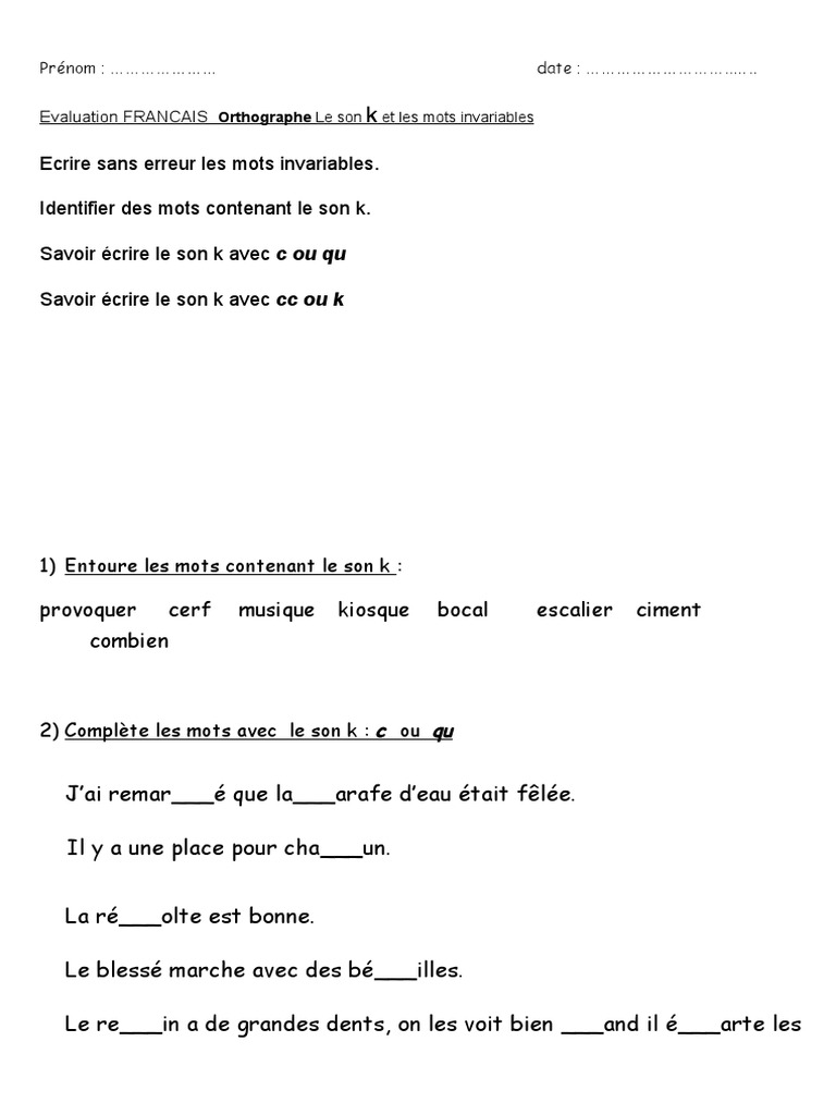 Évaluation : Conjugaison et Orthographe | PDF | Verbe | Sujet (Grammaire)