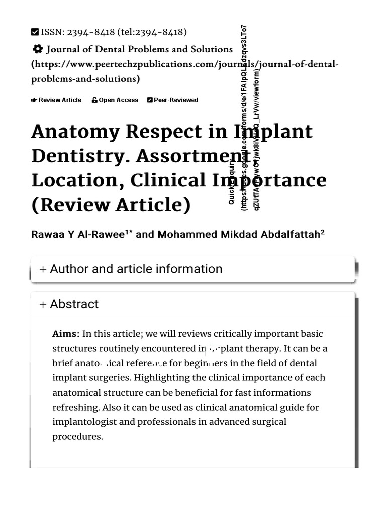 Anatomy Respect in Implant Dentistry. Assortment, Location, Clinical ...