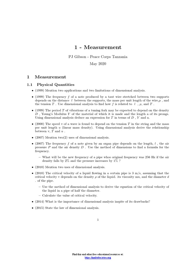 ACSEE Physics F5 T1 Measurement | PDF | Observational Error | Significant Figures