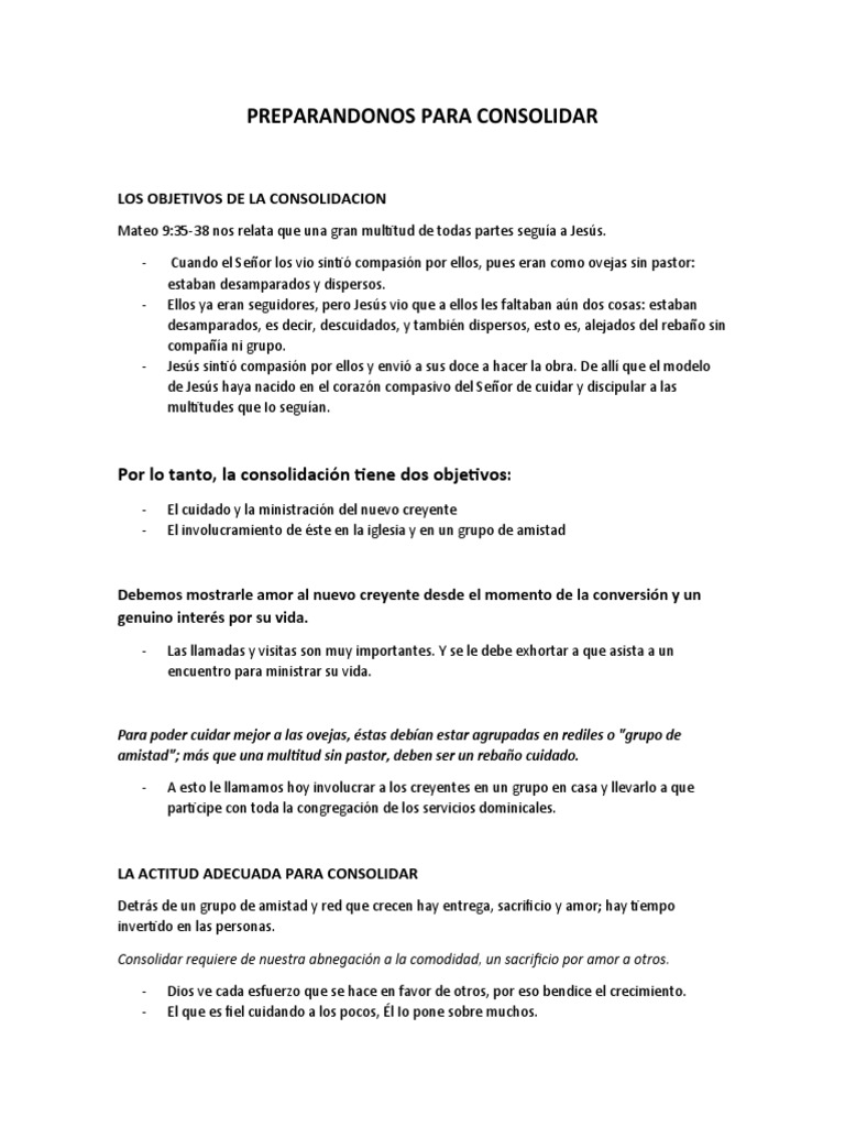 Preparandonos para Consolidar. | PDF | Amor | Salvación