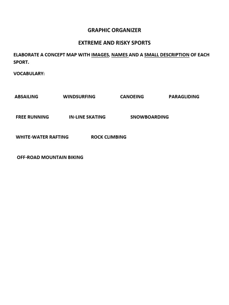 Extreme Sports Concept Map Guide | PDF