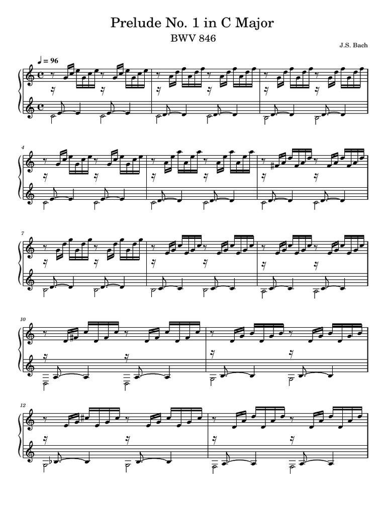 J.S. Bach - Prelude No. 1 in C Major BWV 846 | PDF | Musical ...