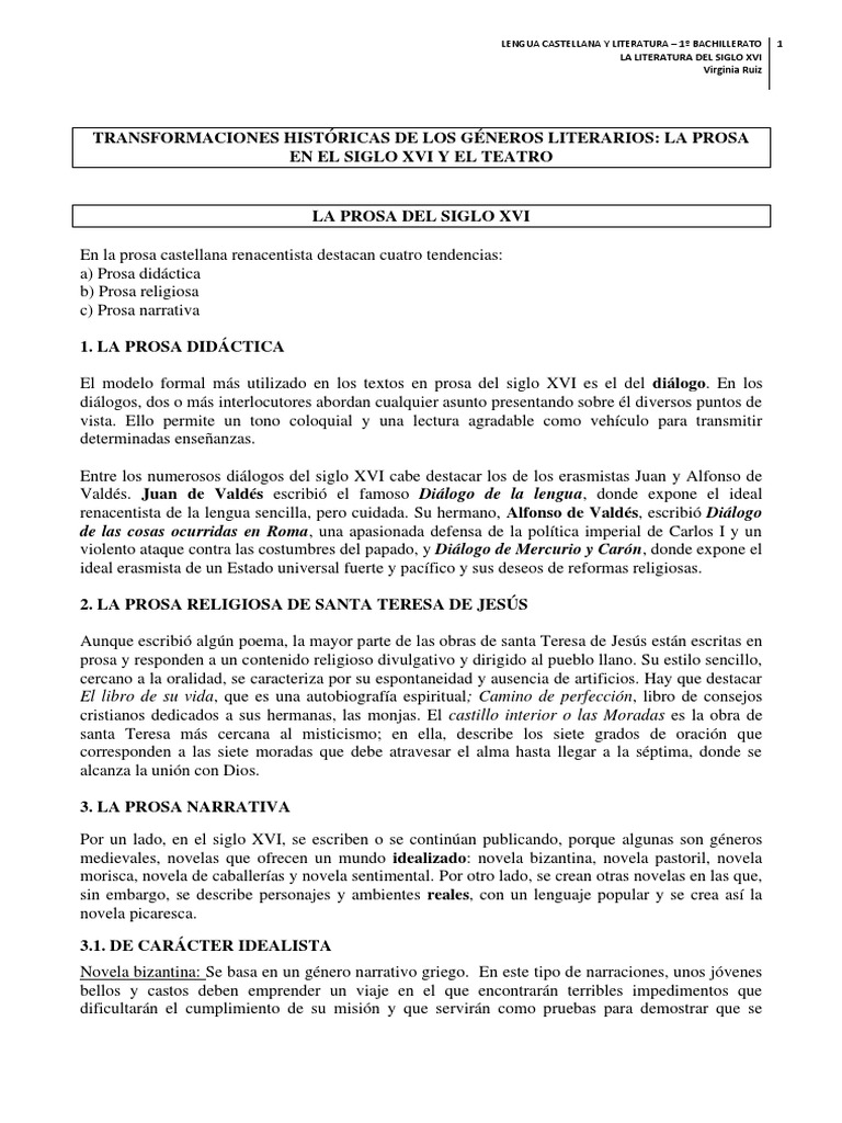 La Prosa y El Teatro Renacentista | PDF | Miguel De Cervantes | Don Quijote