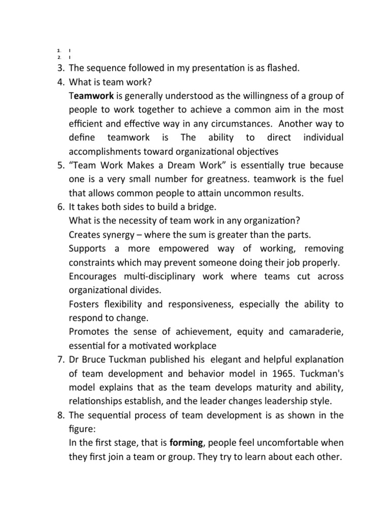 Teamwork Write Up | PDF | Communication | Leadership