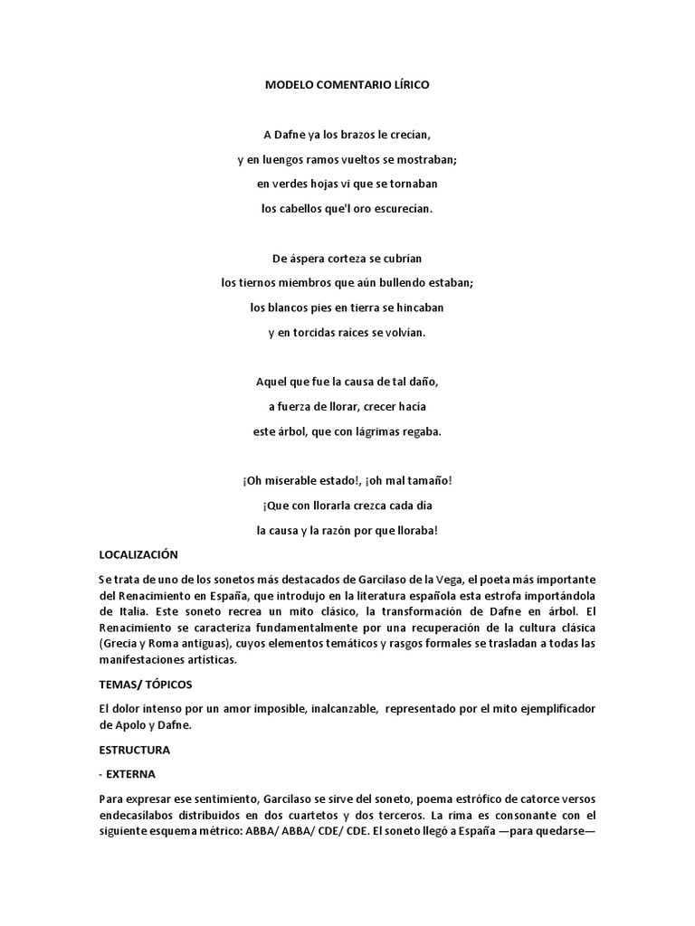 Soneto XIII: Apolo y Dafne de Garcilaso | PDF | Sonetos