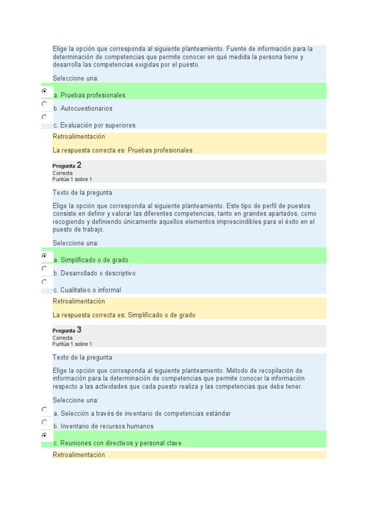 Cuestionario 2 Gestión de Competencias | PDF | Gestión de recursos humanos
