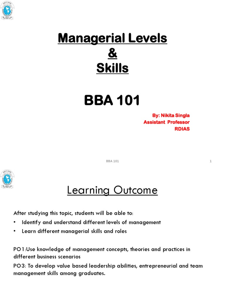 1.2 Managerial Levels & Skills | Download Free PDF | Skill | Cognition