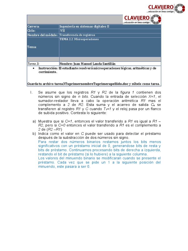 Tarea 3 Juan Landa | PDF | Poco | Sustracción