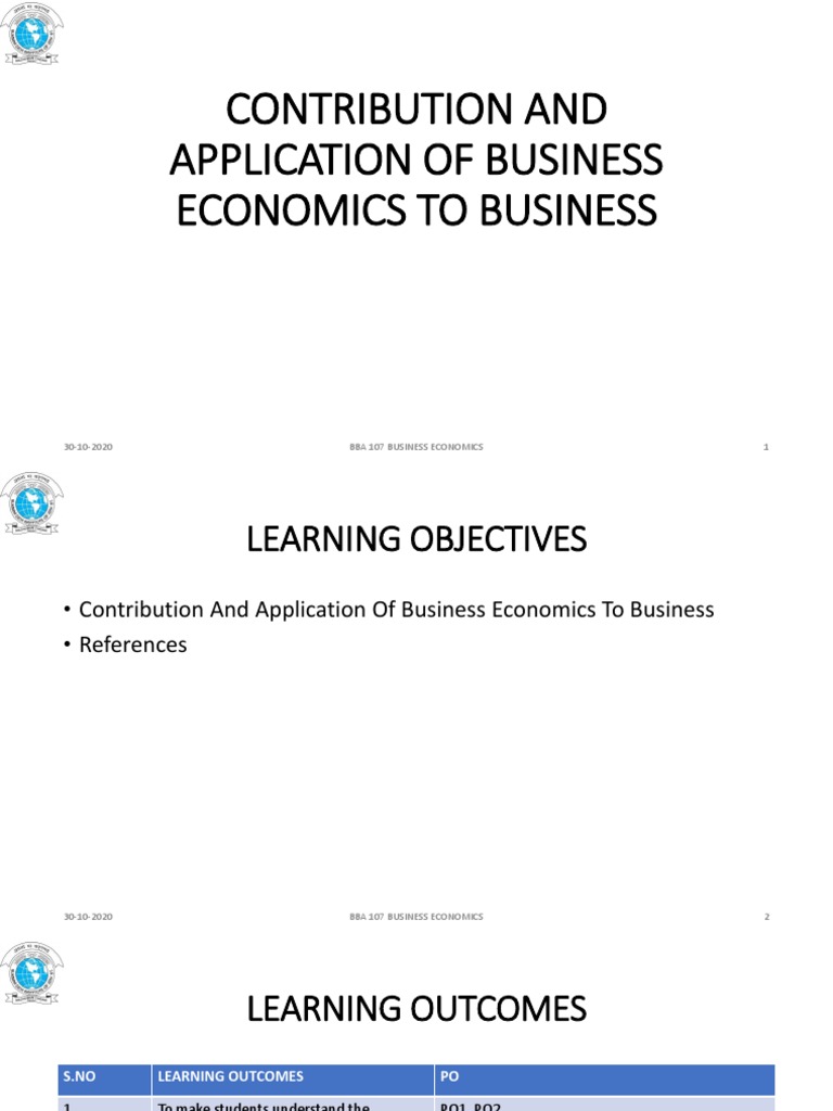 Contribution and Application of Business Economics To Business | PDF ...