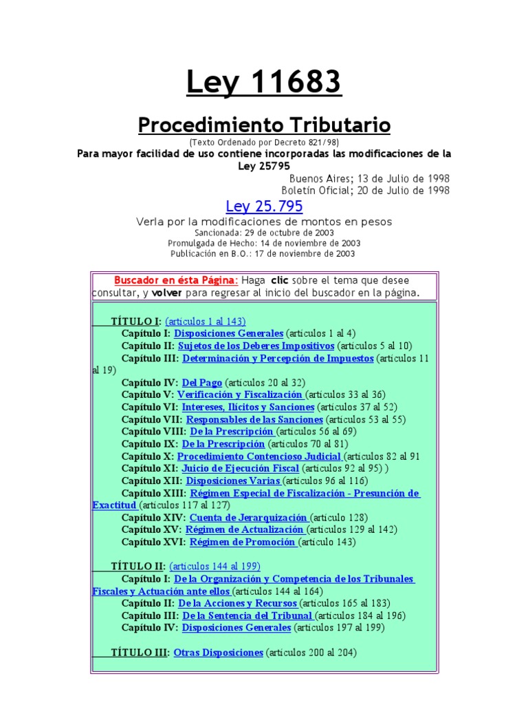 Ley 11683 | PDF | Impuestos | Impuesto sobre la renta