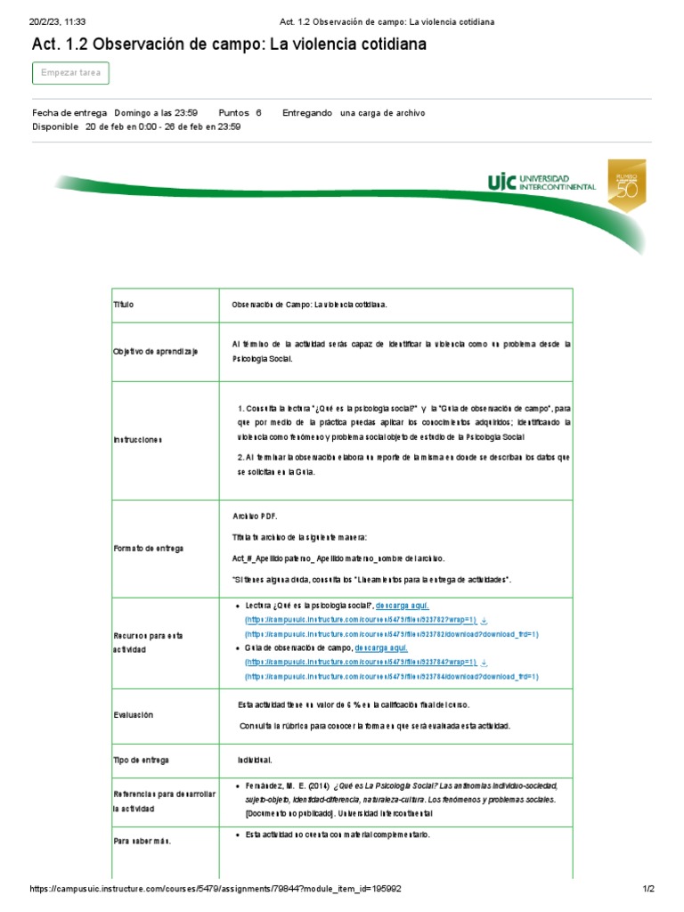 1.2 Observación de Campo - La Violencia Cotidiana | PDF | Science ...