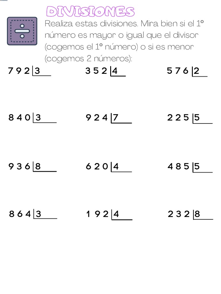 Divisiones de dos cifras para primaria | PDF