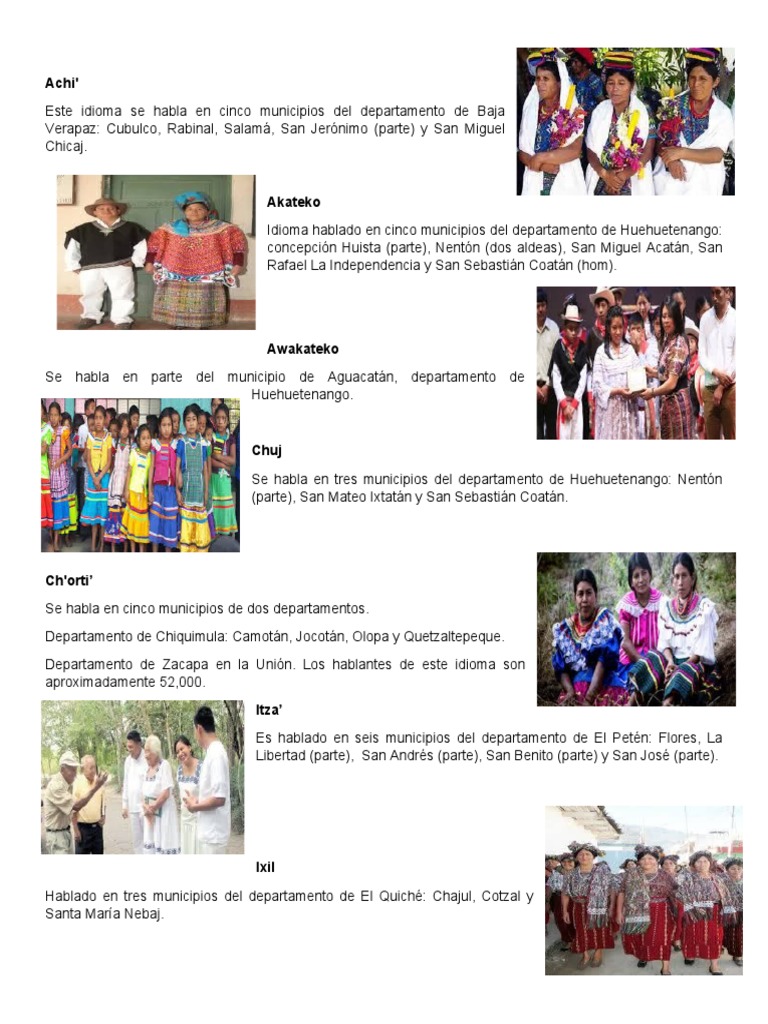 22 Idiomas de Guatemala | PDF | Pueblos indígenas de América Central ...