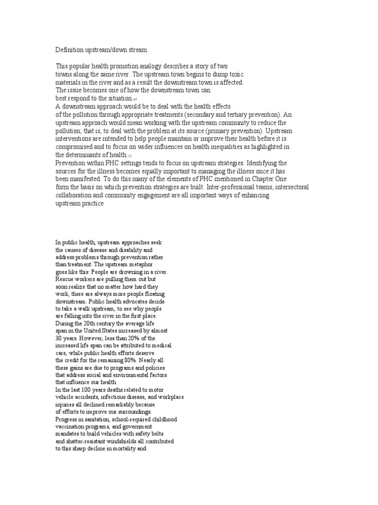 Definition Upstream | PDF | Preventive Healthcare | Public Health