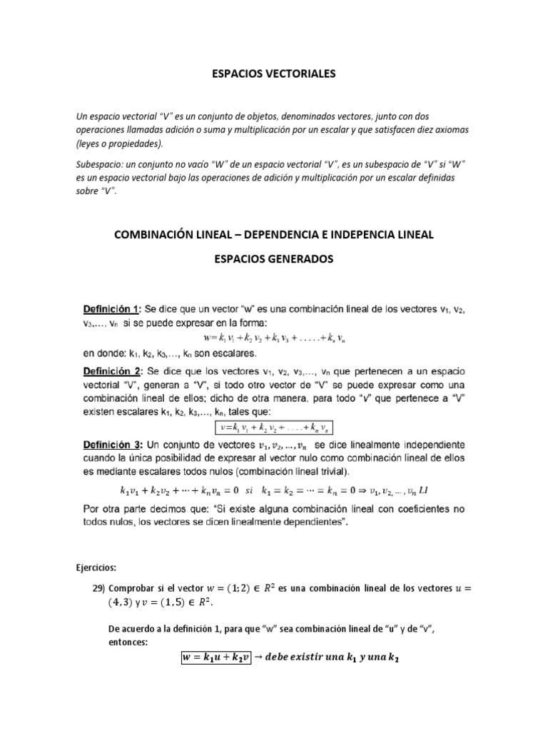 Espacios Vectoriales | PDF | Espacio vectorial | Conceptos matemáticos