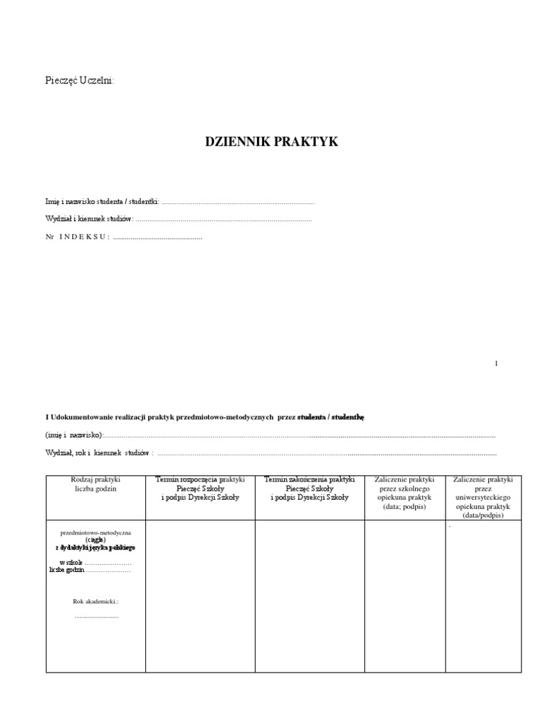 8 Dziennik Praktyk 20 21 | PDF