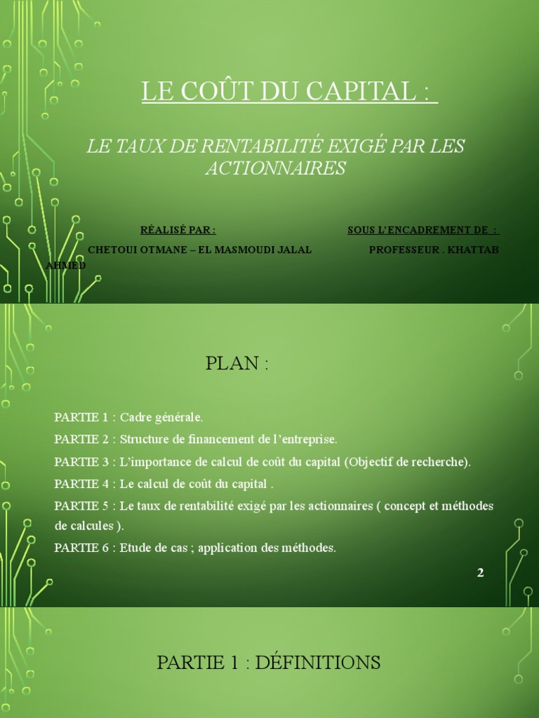 Le Coût Du Capital - Le Taux de-3 | PDF | Modèle d'évaluation des ...