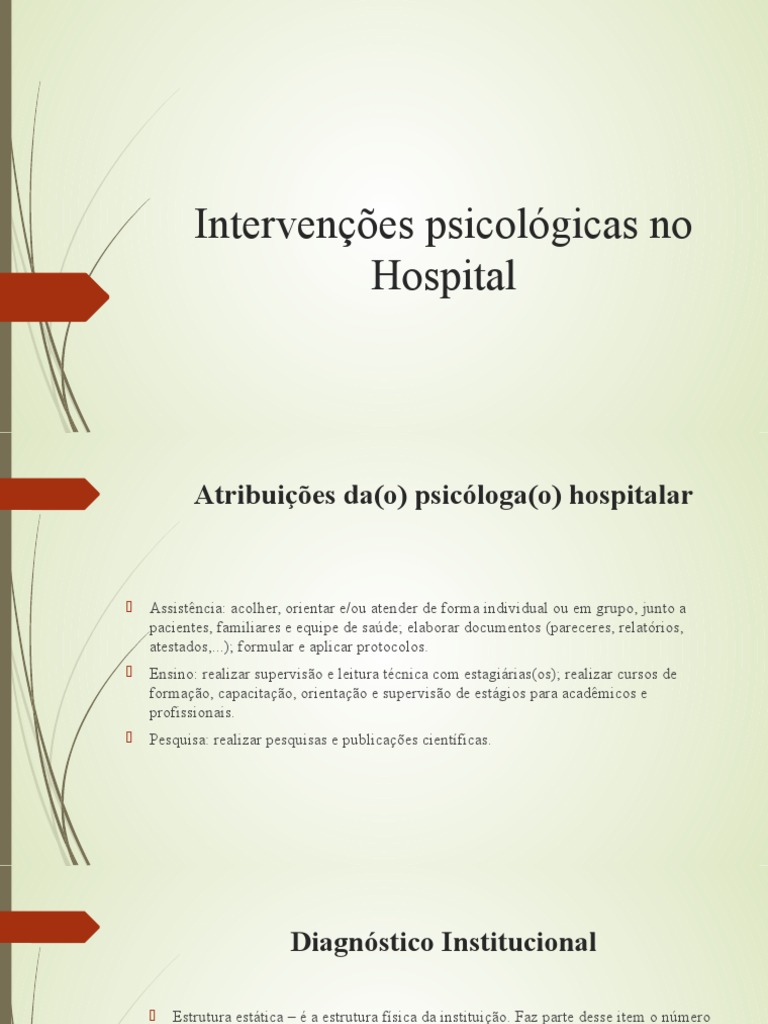 Aula 2 - Intervenções psicológicas no hospital | PDF | Psicologia ...