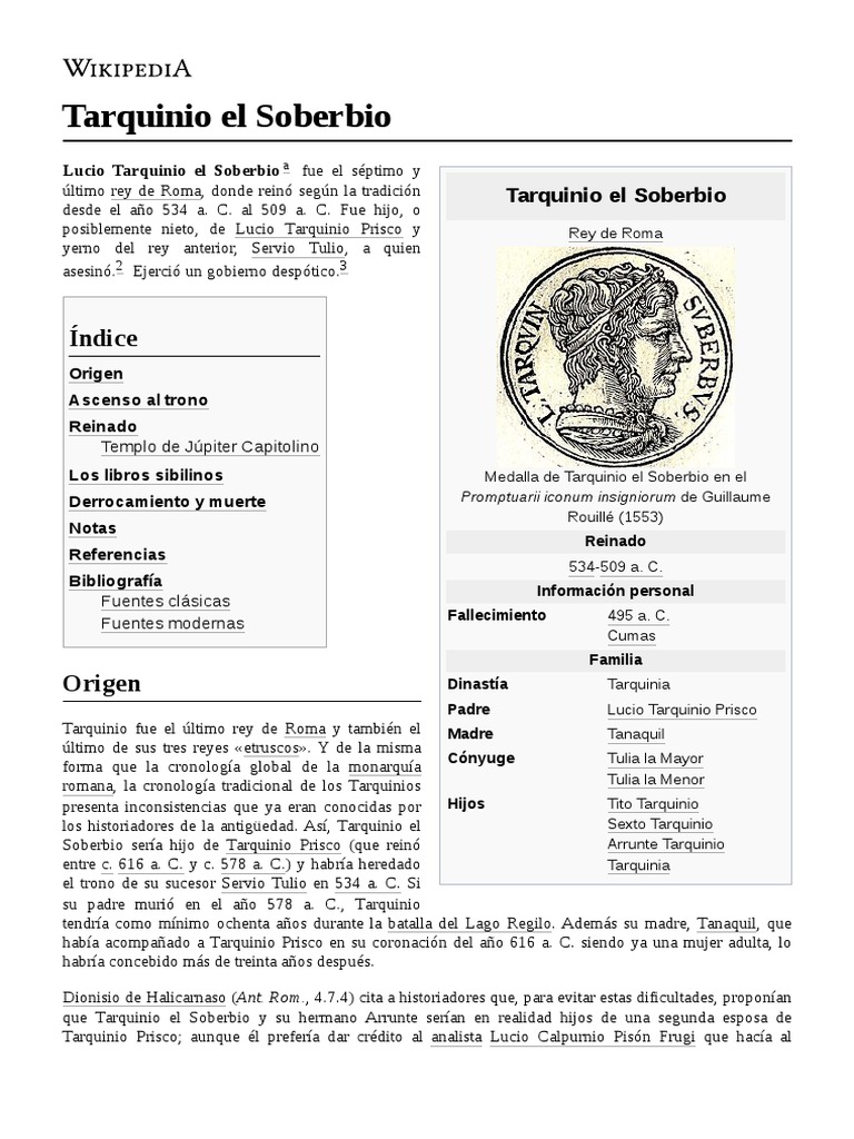 Tarquinio El Soberbio | PDF | Antiguedad clasica | Europa antigua