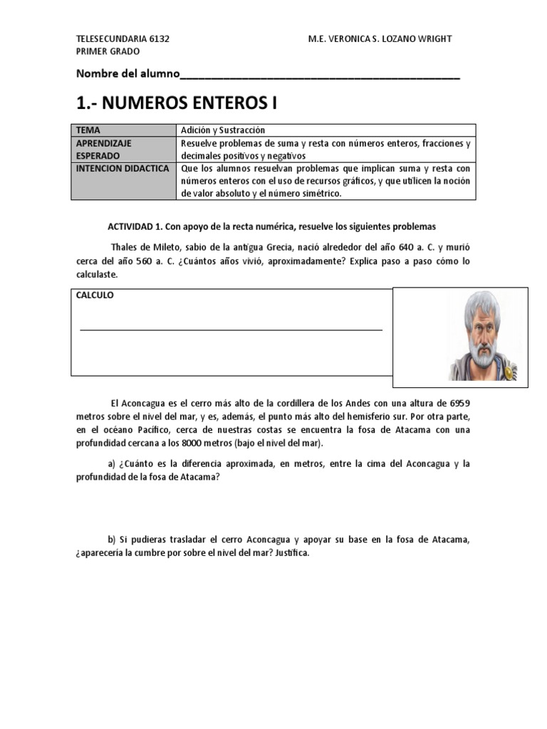 Actividad Matematicas | PDF | Sustracción | Entero