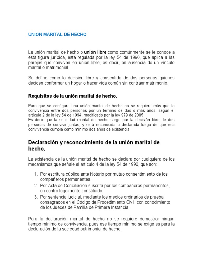 Union Marital de Hecho | Descargar gratis PDF | Asociación doméstica | Justicia
