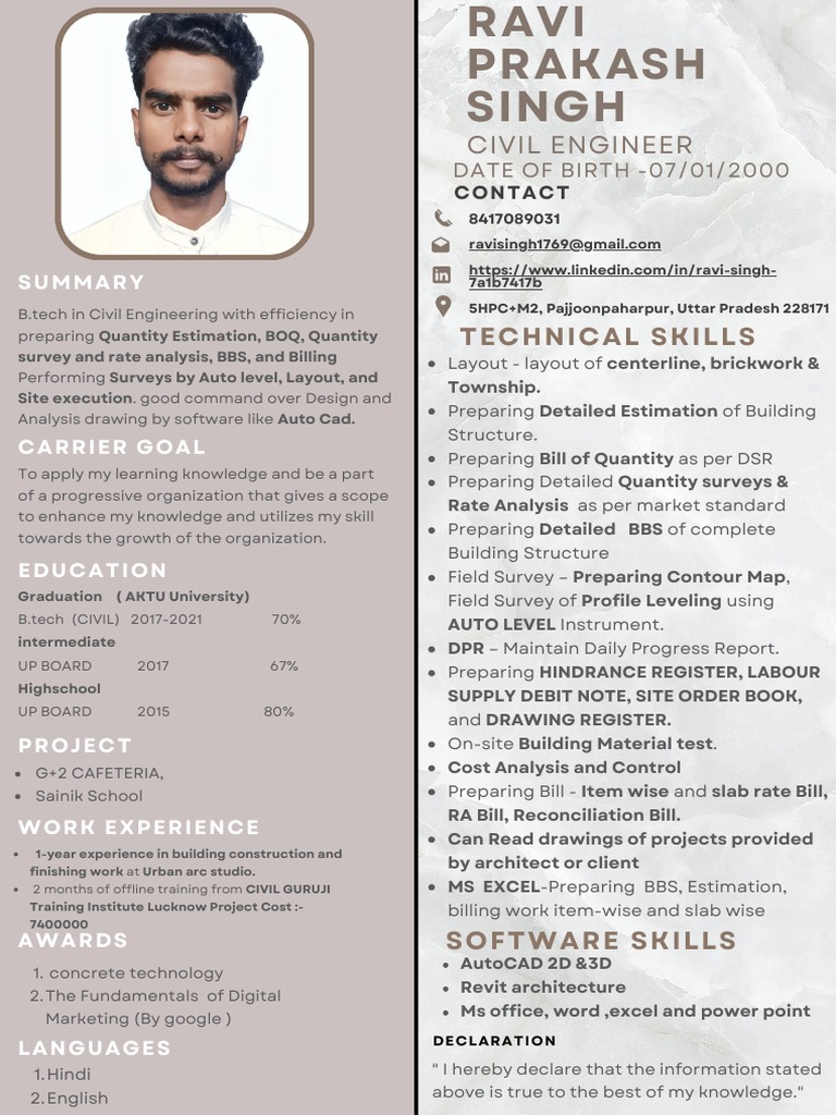 Ravi Prakash Singh's Resume | PDF | Engineering