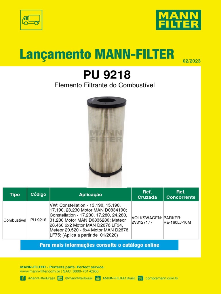 Mann-Filter Pu 9218 | PDF