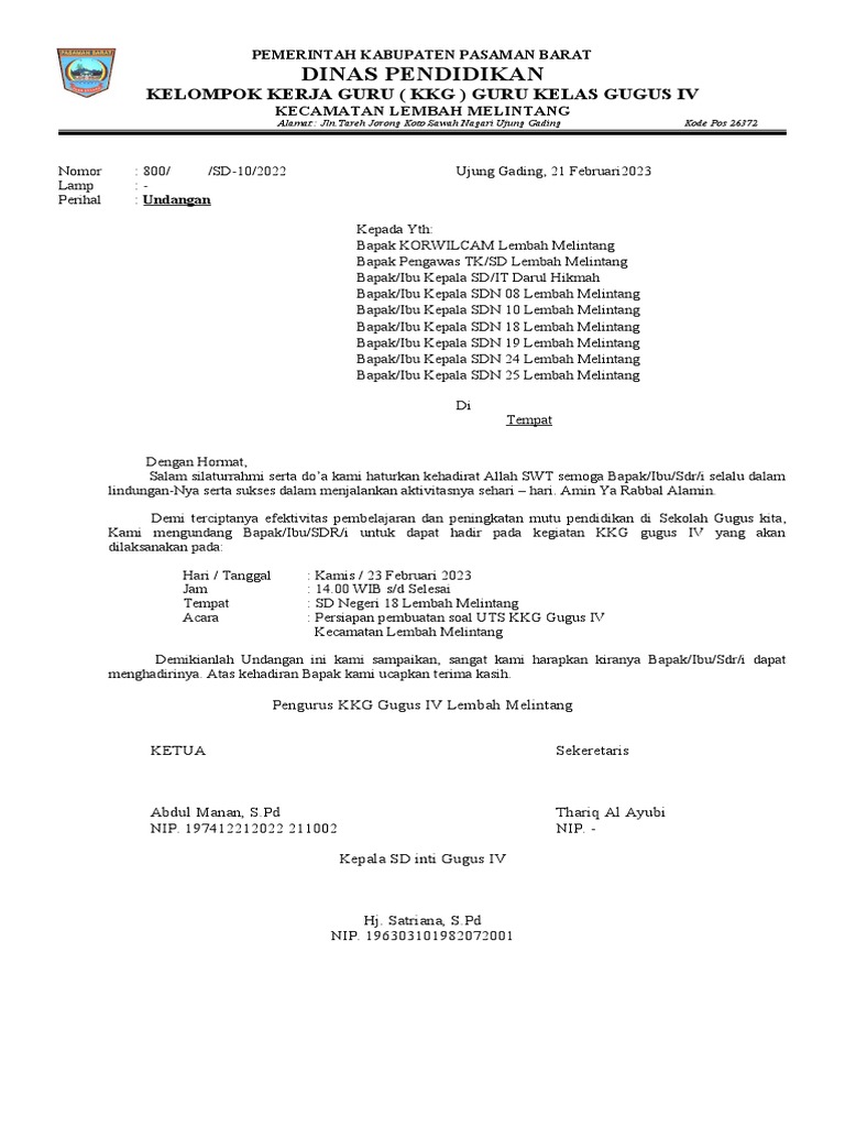 Undangan KKG GK | PDF