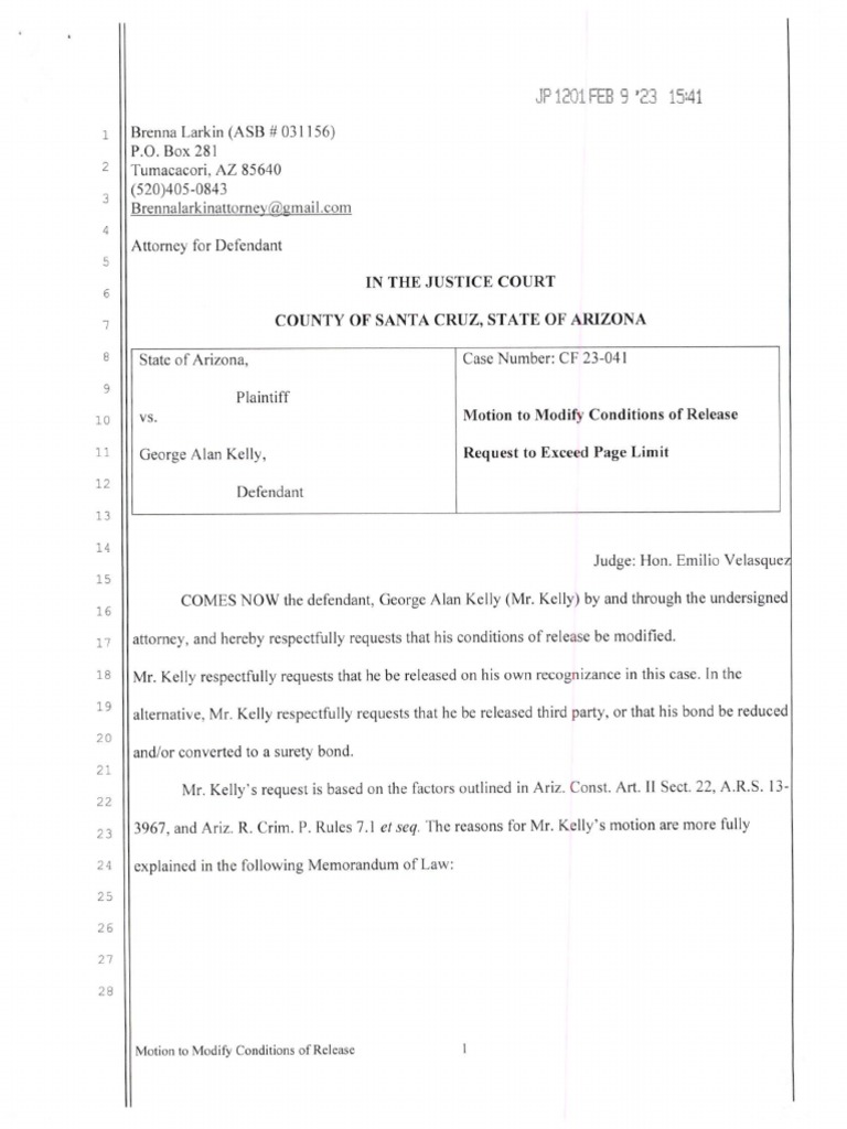 Motion to Modify Release Conditions | PDF | Bail | Criminal Procedure ...